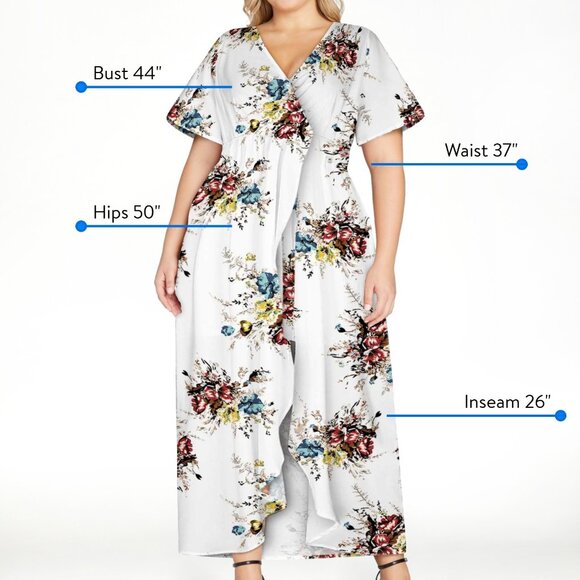 Dresses | Plus Size Boho High Low Floral Maxi Dress 4xl Vneck Never ...